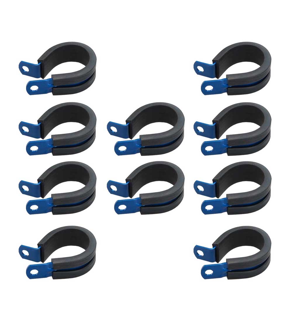 10x Aluminium P Clamp/ P Clip for hose with 5/8" or 16mm OD | Blue AN10