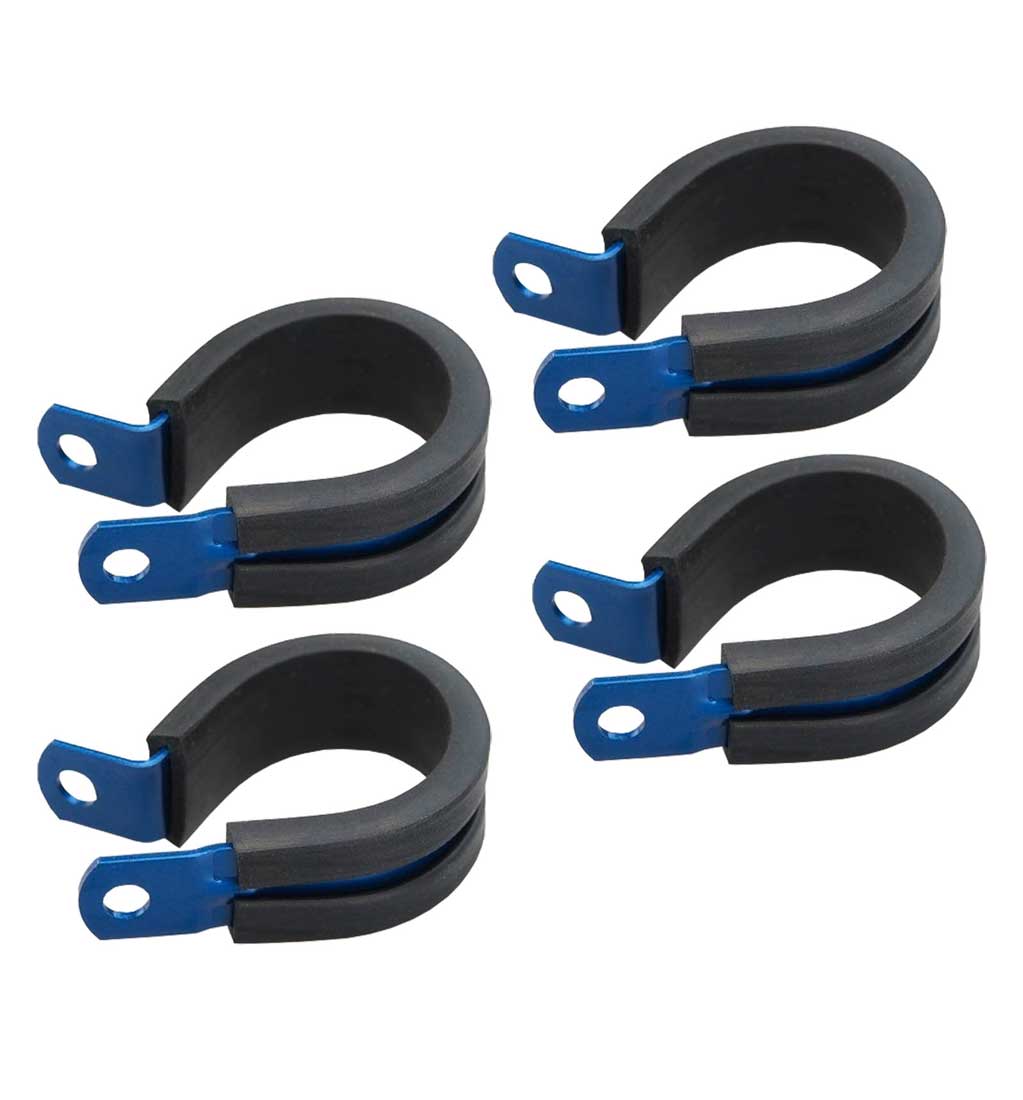 4x Aluminium P Clamp/ P Clip for hose with 3/4" or 19mm OD | Blue AN12 ...