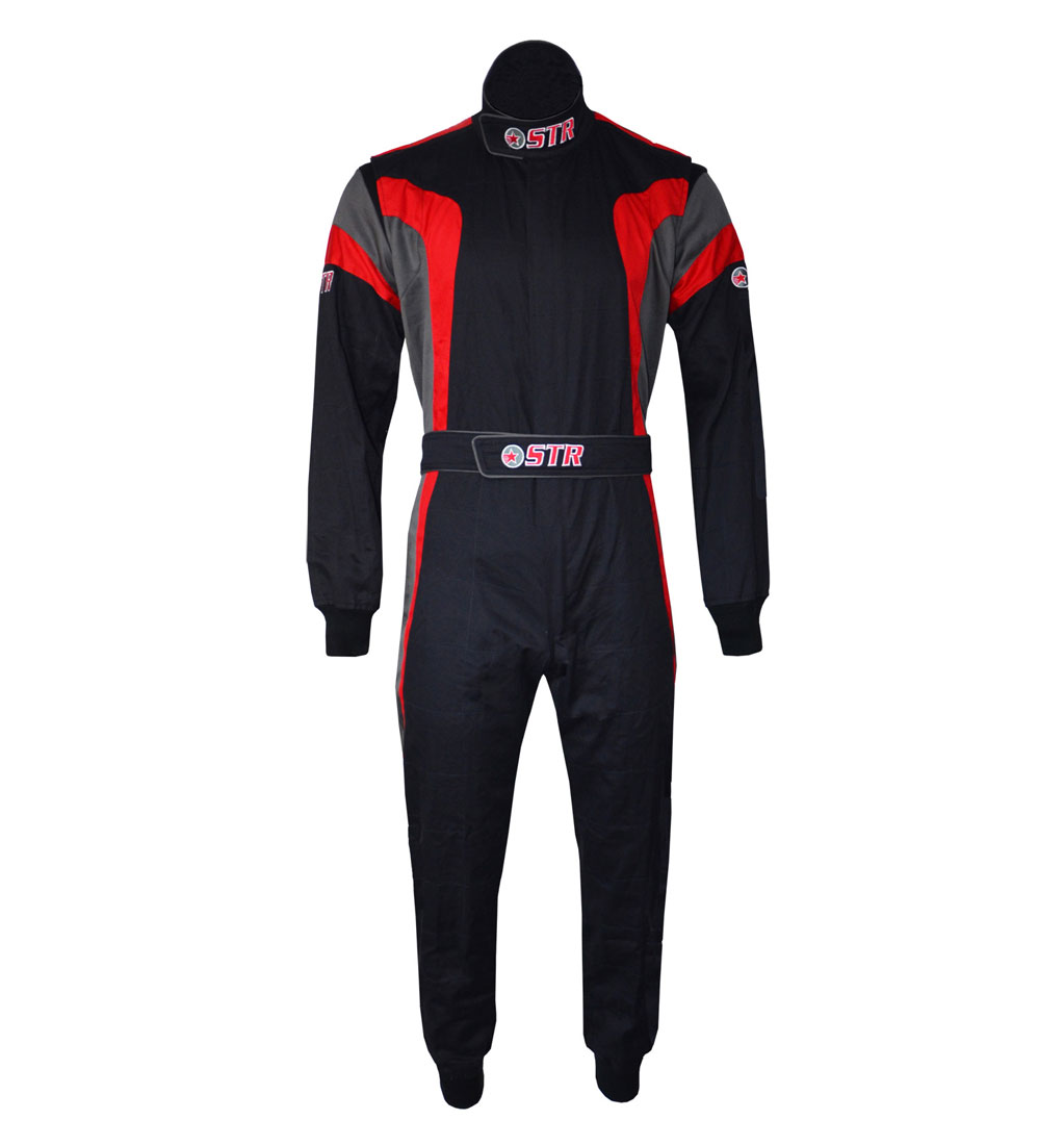 Podium Youth Race Suit in Black/Red/Grey XS