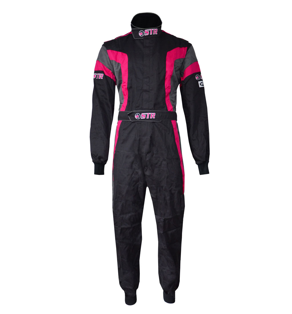 STR Podium Youth Race Suit Black/Pink/Grey XS